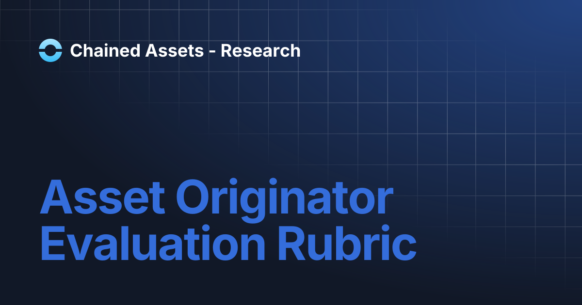 Asset Originator Evaluation Rubric | Chained Assets - Research